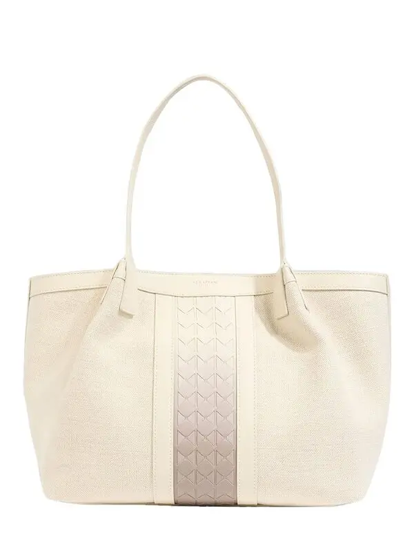SERAPIAN Secret Canvas Tote With Leather Trims - Ecru