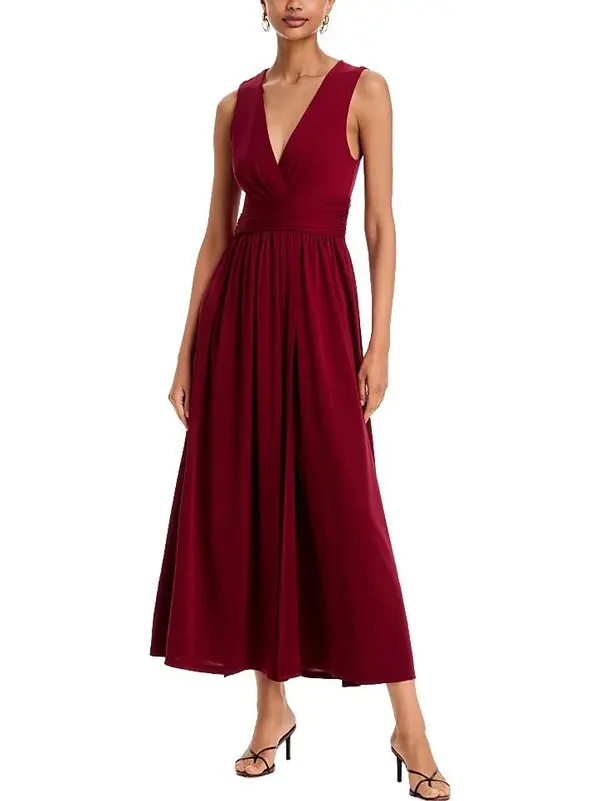 Aqua Sleeveless Twist Jersey Maxi Dress - Deep Red