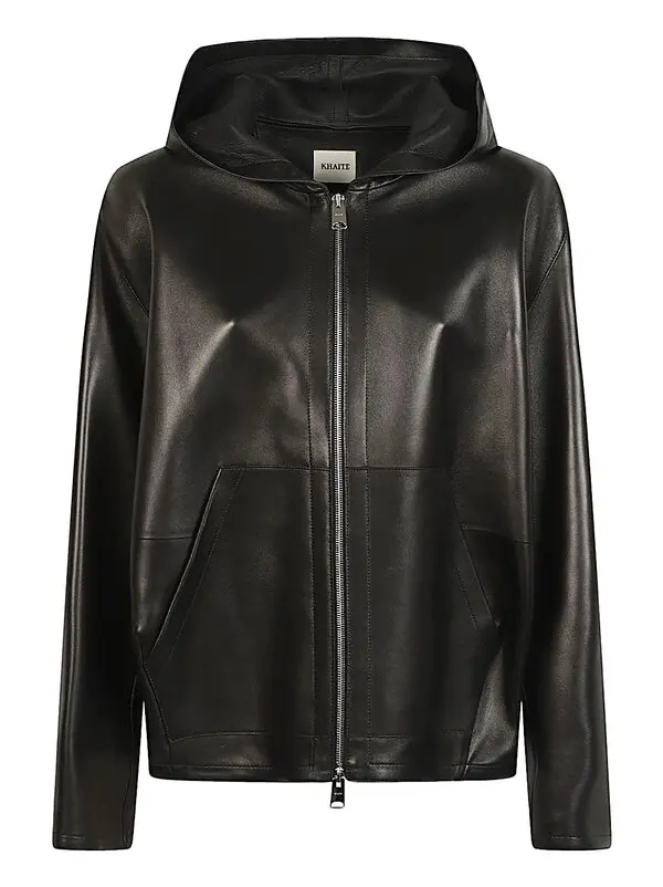 Khaite Darlo Leather Zip-up Hoodie - Black