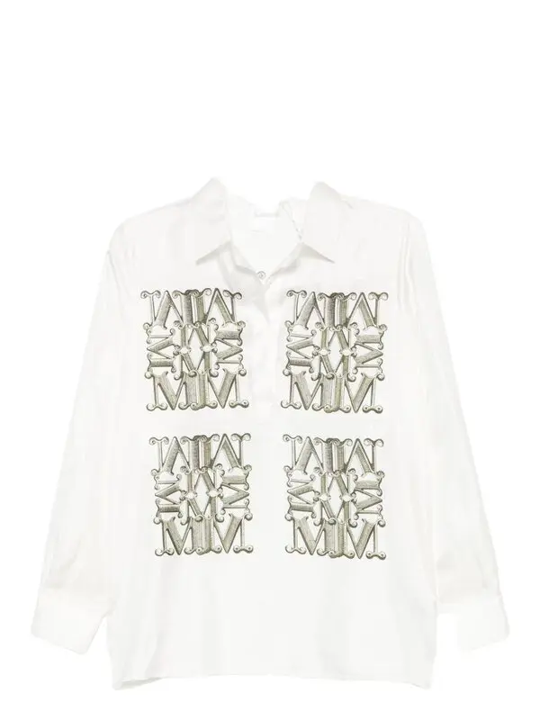 Max Mara Logo Print Silk Shirt - Green
