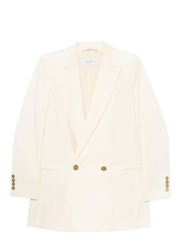 Max Mara Wool Double-breasted Jacket With Peak Lapels - White