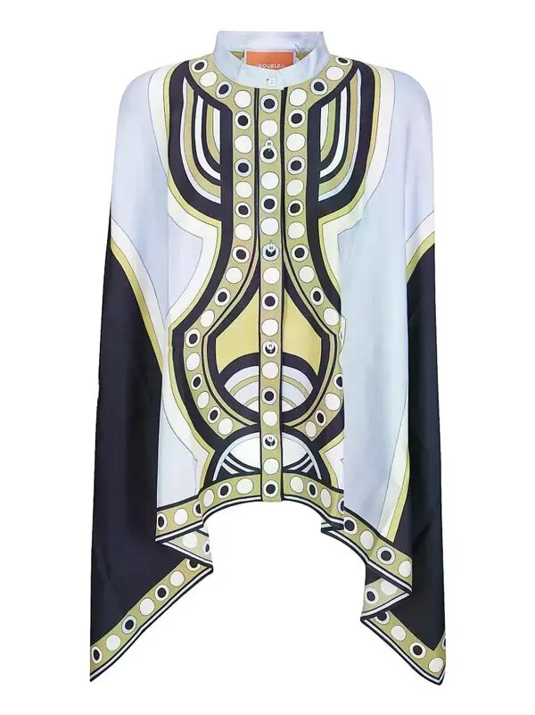 La DoubleJ Geometric Print Silk Shirt - Blue