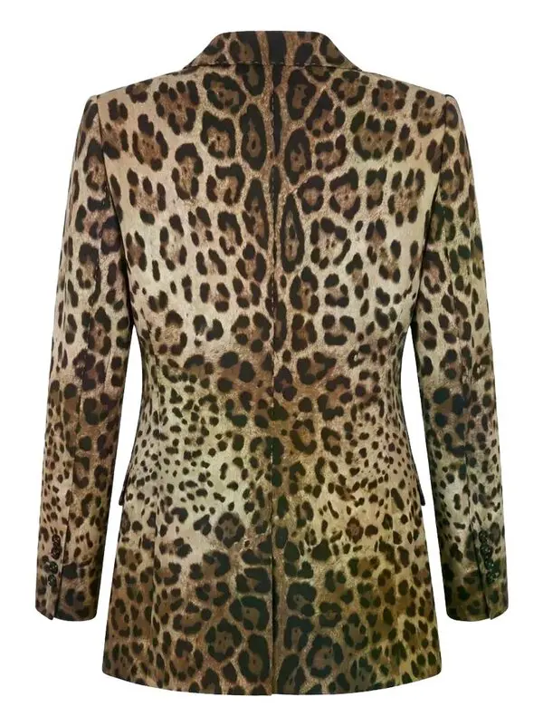 Dolce & Gabbana Leopard Print Double-breasted Blazer - Neutrals
