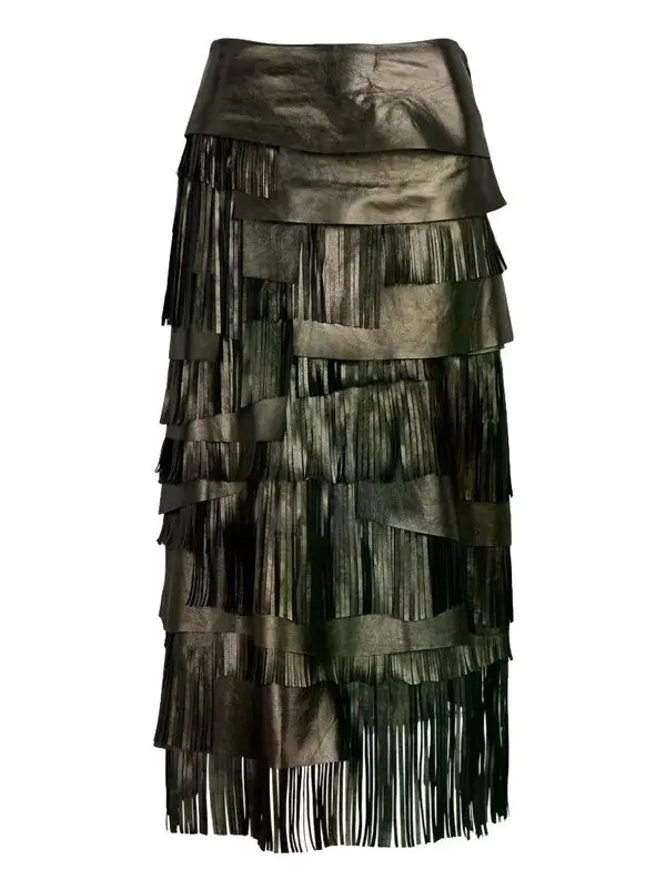 Ralph Lauren Belinda Tiered Midi Skirt - Grey