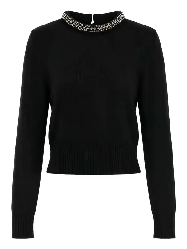 Pinko Berlino Crystal-embellished Fine Knit Sweater - Black