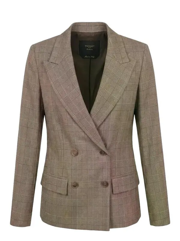 TWINSET Double-breasted Checked Blazer - Neutrals