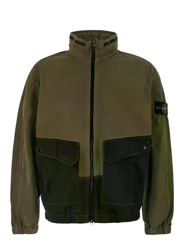 Stone Island Logo Patch Panel Jacket - Green