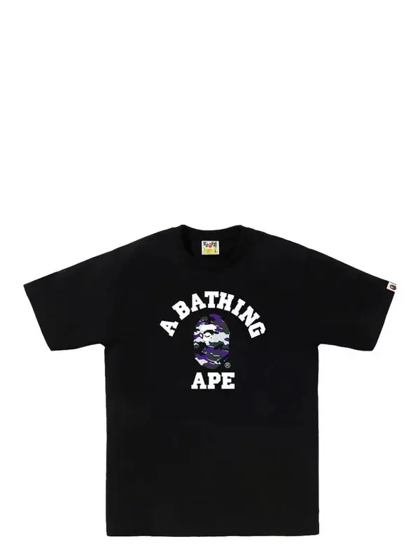 A BATHING APE Glitch Woodland Camo College T-shirt - Black