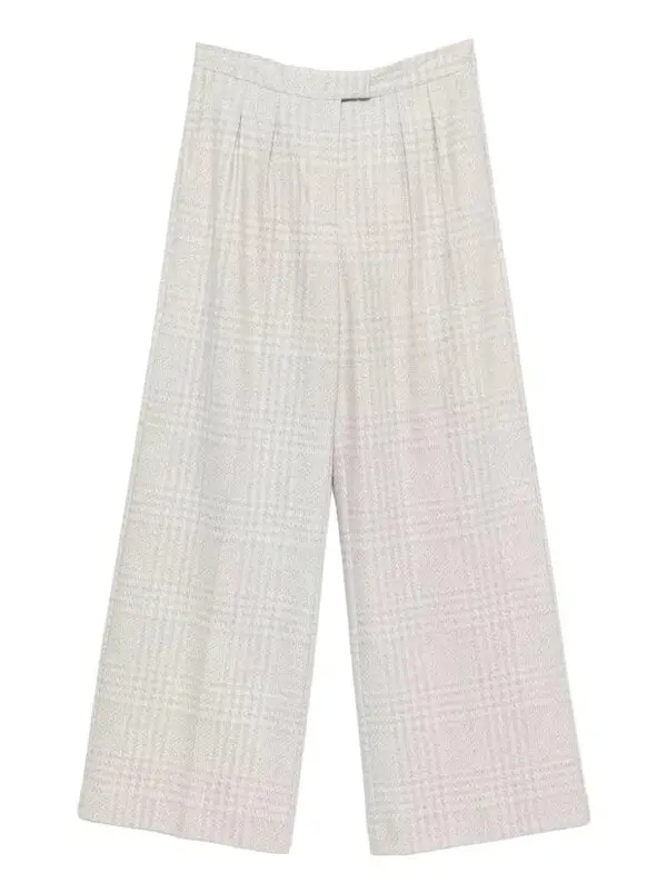 Liviana Conti Prince Of Wales Check Pleated Wide Leg Trousers - Neutrals
