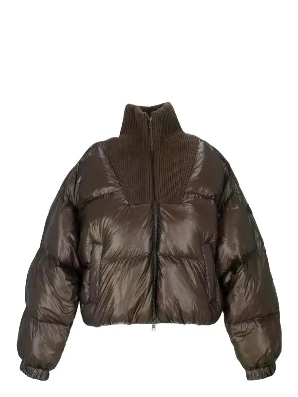 DIESEL® Quilted Jacket With Ribbed Funnel Neck - Brown