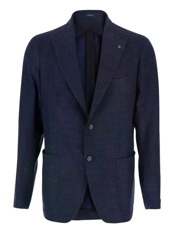 Tagliatore Peak-lapel Logo-pin Blazer - Blue