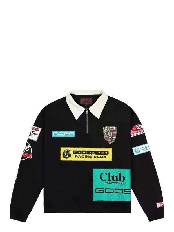 GODSPEED Patch-detail Quarter-zip Polo Shirt - Black