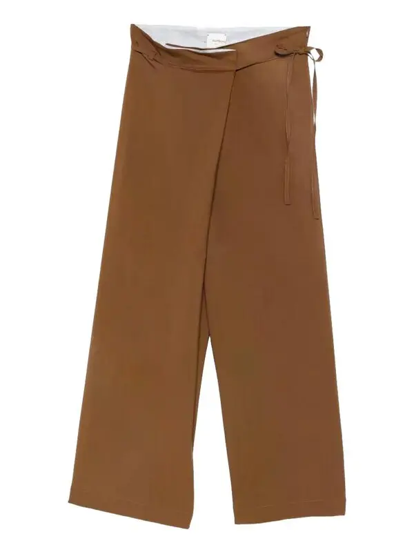 ALYSI Wrap Front Wide Leg Trousers - Brown