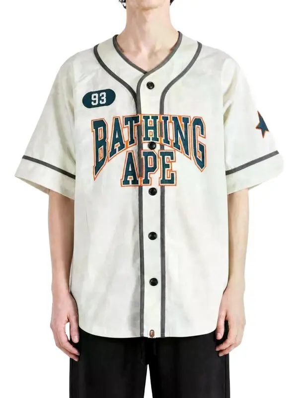 A BATHING APE Logo-patch Camouflage-jacquard Shirt - Neutrals