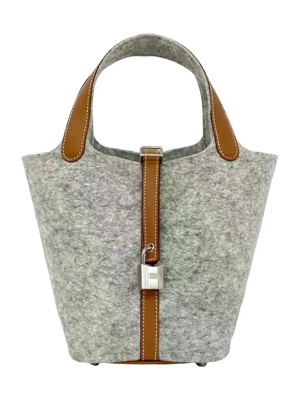 Hermès Felt And Swift Picotin Lock 18 Handbag - Grey