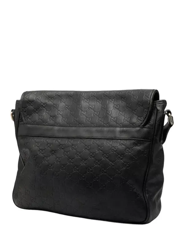 Gucci Embossed Leather Messenger Bag - Black