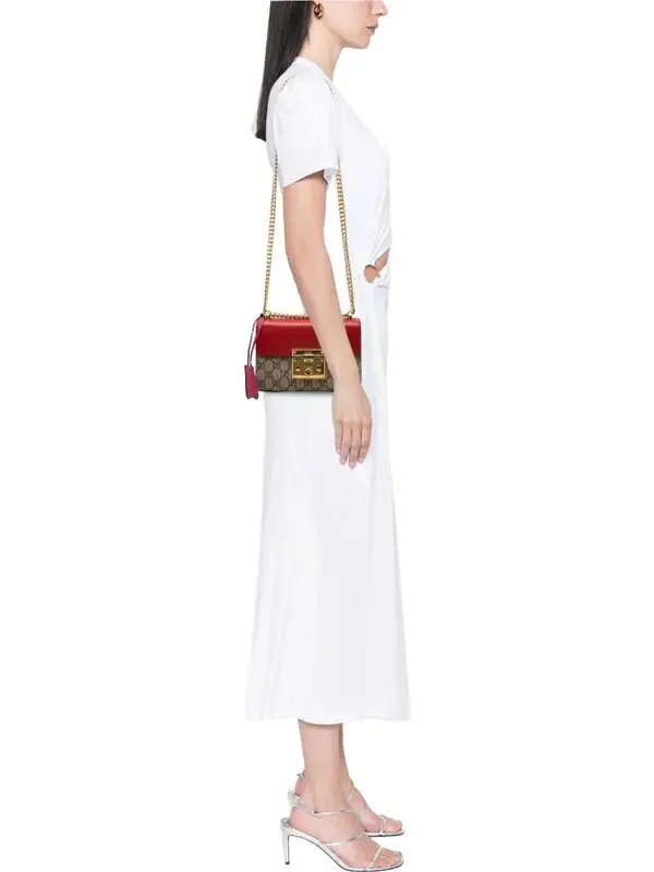 Gucci Small Gg Supreme Padlock Crossbody Bag - Red