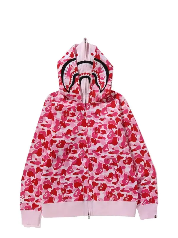 A BATHING APE Camouflage Print Full Zip Hoodie - Pink