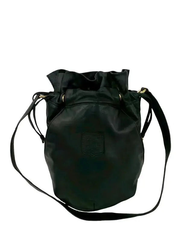 Celine Leather Triomphe Bucket Bag - Black