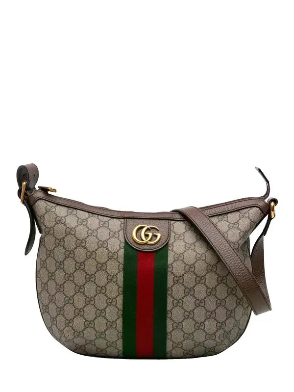 Gucci Ophidia Gg Supreme Web Half Moon Crossbody Bag - Neutrals