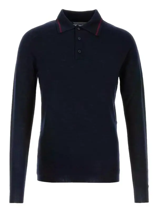 Balenciaga Contrast-trim Wool Polo Shirt - Blue