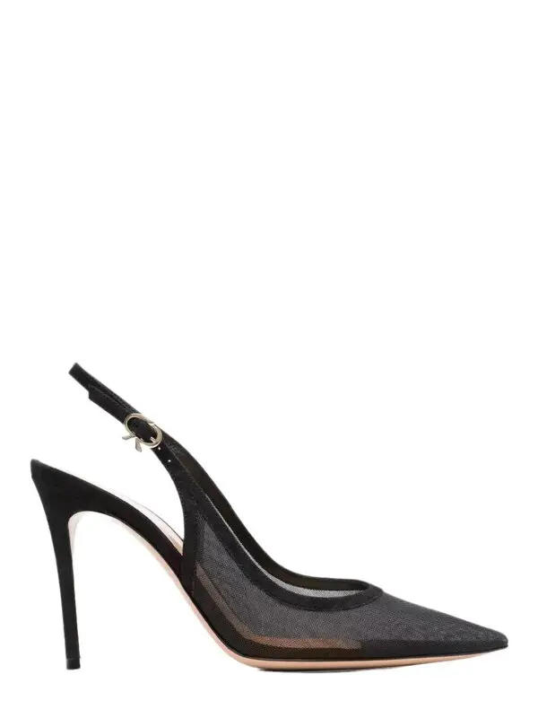 GIANVITO ROSSI Organza Mesh Slingback Pumps - Black