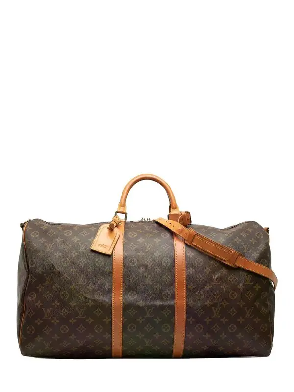 LOUIS VUITTON Monogram Keepall Bandouliere 60 Travel Bag - Brown