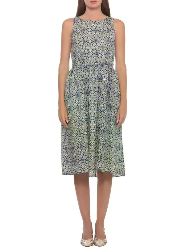EMME Emmgestro Patterned Sleeveless Cotton Midi Dress - Blue
