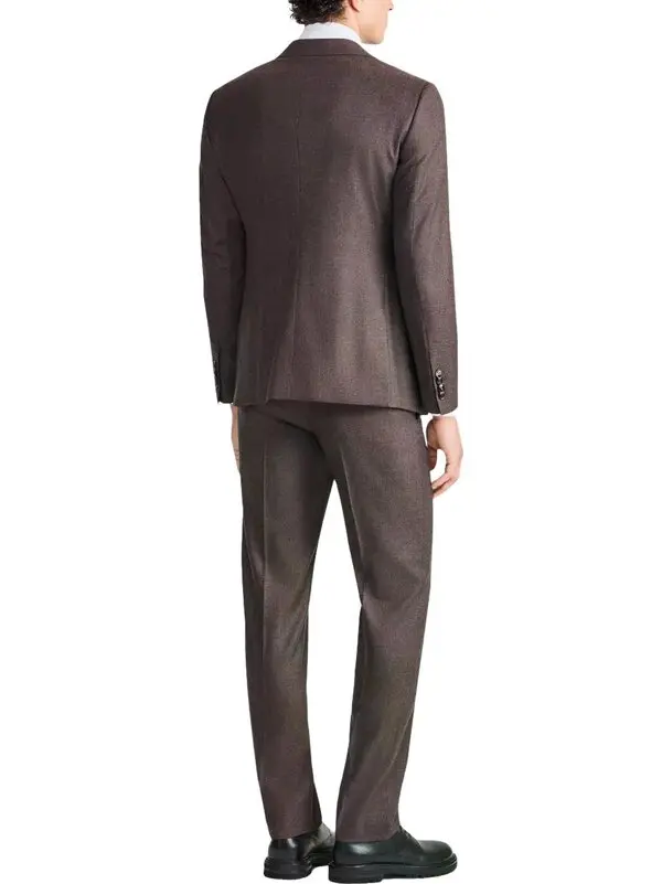 Giorgio Armani Slim-fit Suit Soho In Virgin Wool Flannel With Peak Lapels - Brown