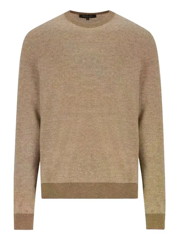 Loro Piana Chevron Knit Crew-neck Sweater - Neutrals