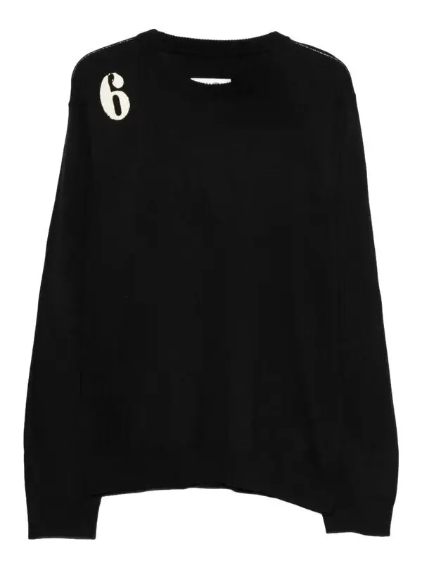 MAISON MARGIELA Number 6 Print Crew Neck Sweater - Black