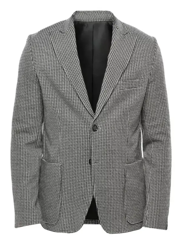 PAOLO PECORA Houndstooth-pattern Peaked-lapel Blazer - Grey