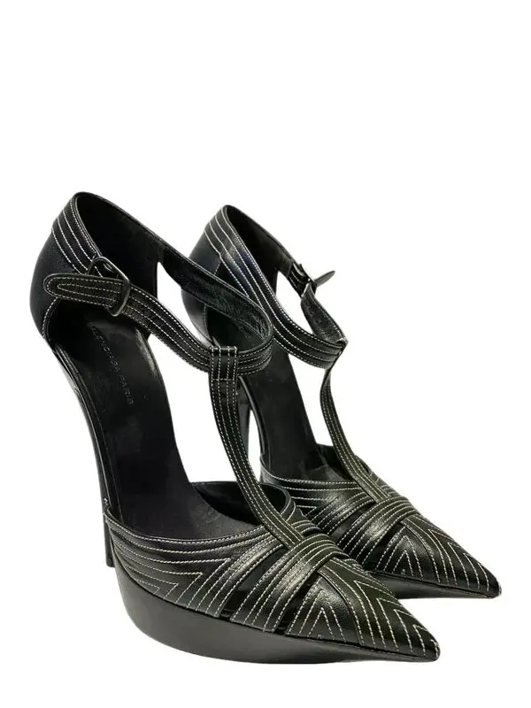 Balenciaga Leather Contrast Stitch Pumps - Black