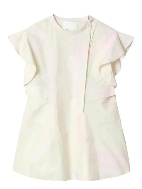 3.1 Phillip Lim Ruffled Cap Sleeve Blouse With Flap Pockets - Neutrals