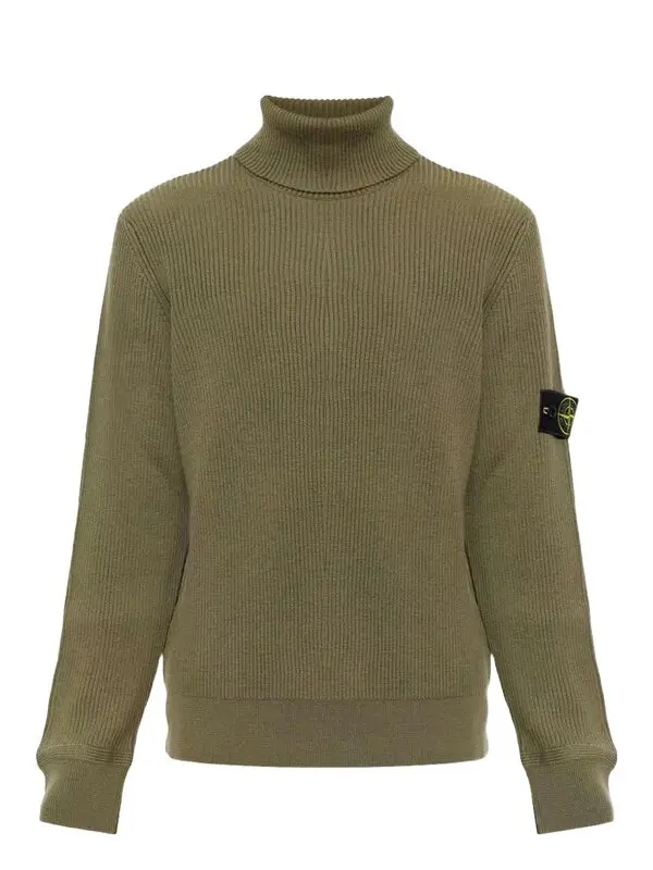 Stone Island Ribbed-knit Roll-neck Sweater - Green