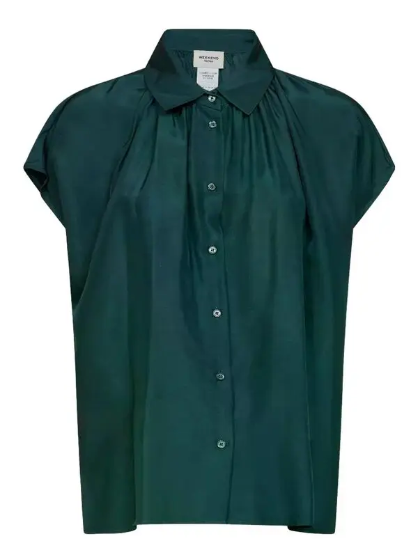 Max Mara Gathered Silk Shirt - Green