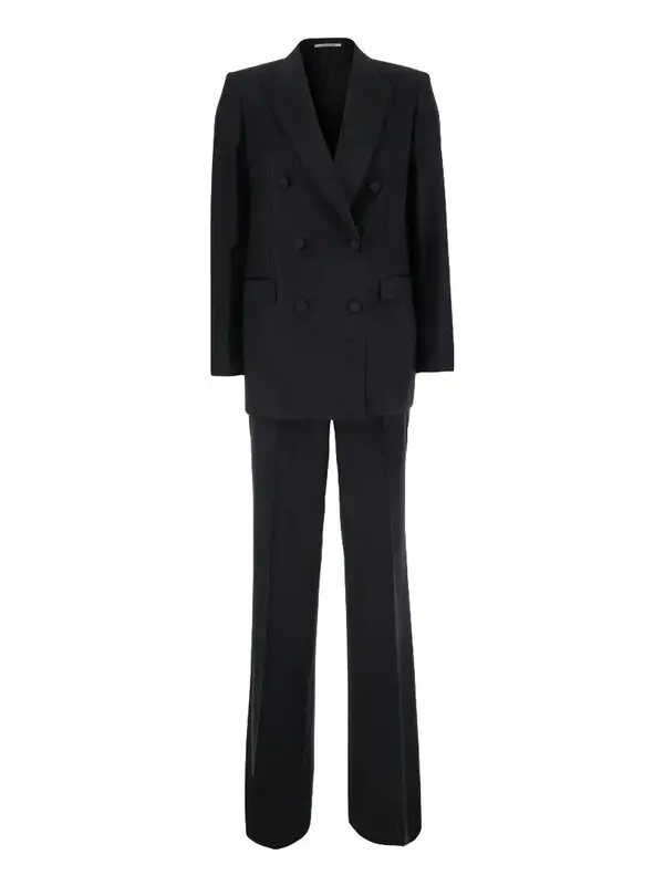 Tagliatore Double-breasted Peak Lapel Suit - Black