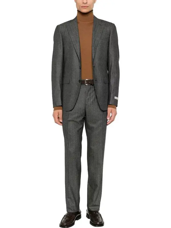 Canali Herringbone-pattern Wool Suit - Grey