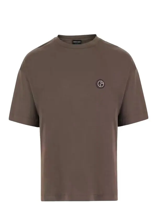 Giorgio Armani Logo-patch T-shirt - Brown