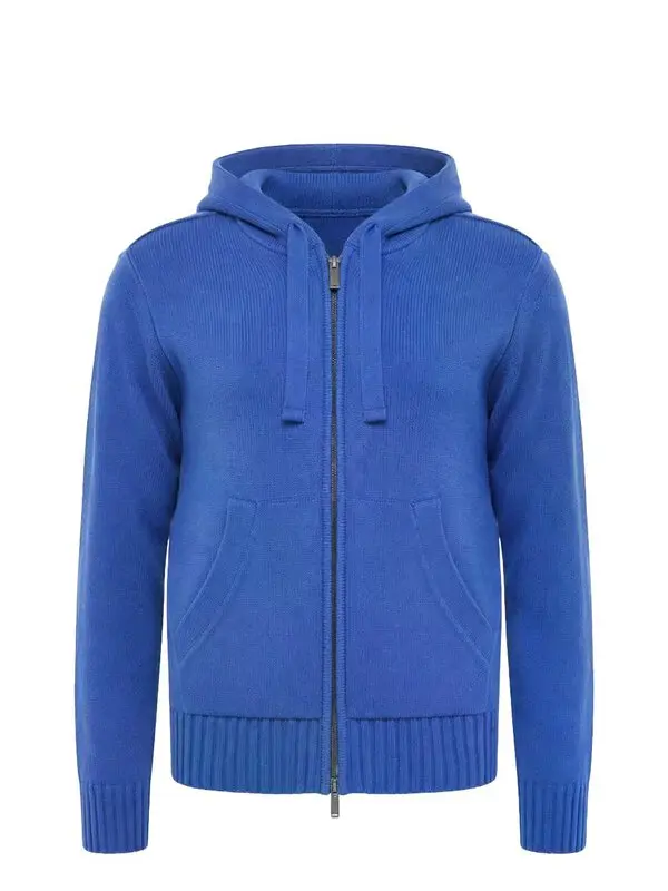 PAOLO PECORA Zip-up Knitted Hoodie - Blue