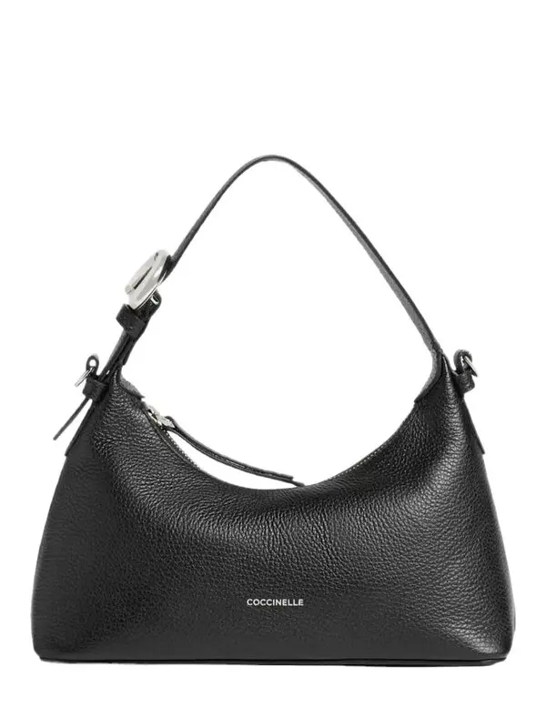 COCCINELLE Buckle-detail Pebbled Leather Tote Bag - Black