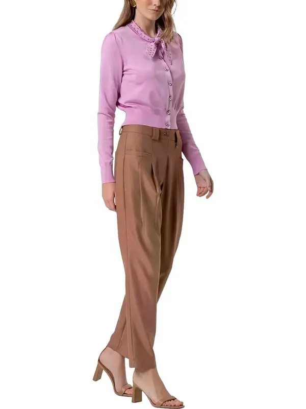 FRACOMINA Stud-embellished Bow-tie Cardigan - Pink