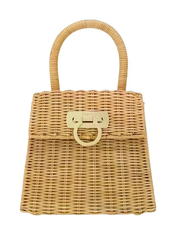 FERRAGAMO Woven Top Handle Bag - Neutrals