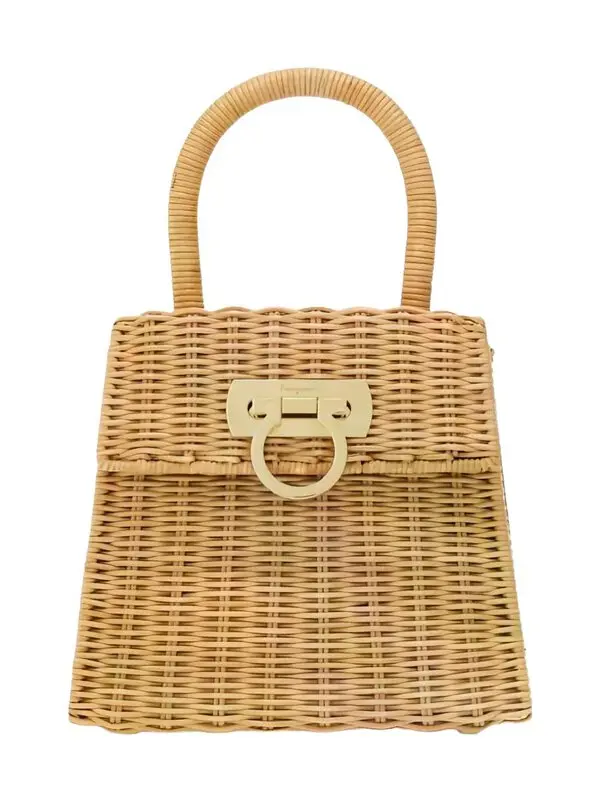 FERRAGAMO Woven Top Handle Bag - Neutrals