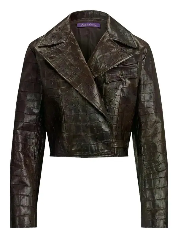 Ralph Lauren Jaxson Crocodile-pattern Leather Jacket - Brown