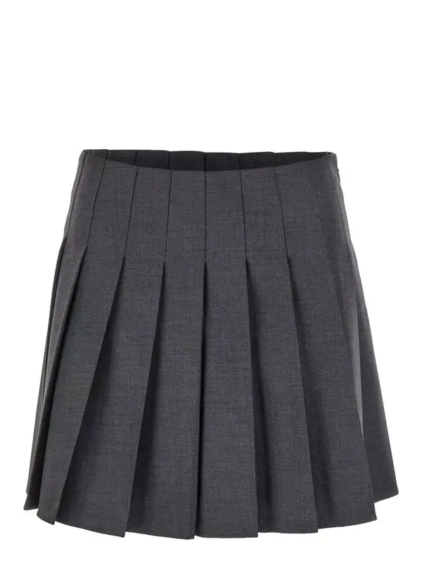 SELF-PORTRAIT Pleated Lace-trim Mini Skirt - Grey