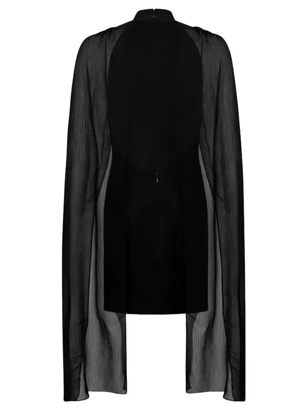CAYET Farah Cape-detail Open-back Mini Dress - Black
