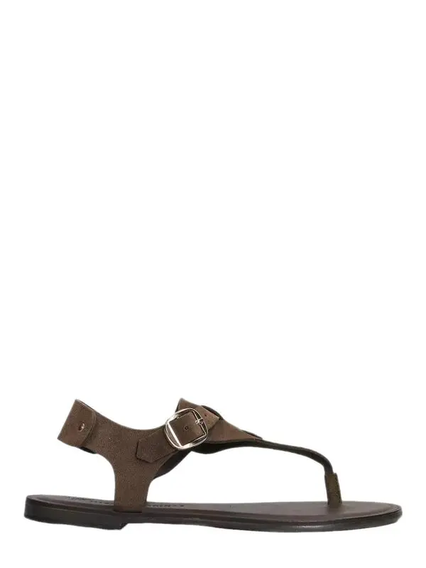 NICOLAS LAINAS Suede Buckle-fastening Thong Sandals - Brown
