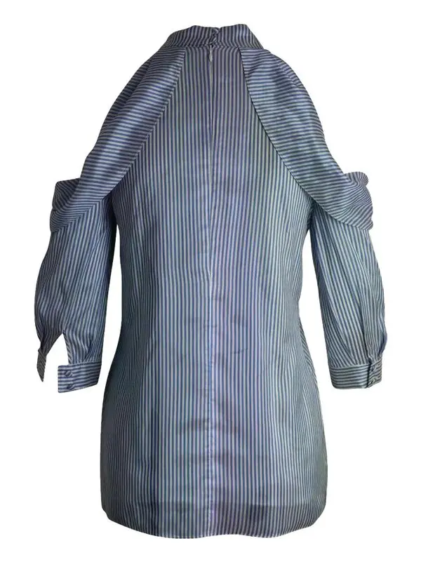 Erdem Elin Striped Cold-shoulder Top - Blue