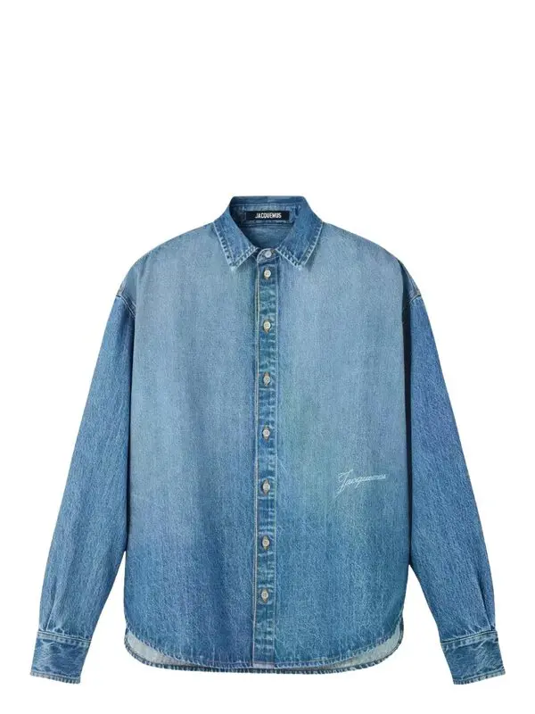 Jacquemus Simon De-nîmes Logo-embroidered Shirt - Blue